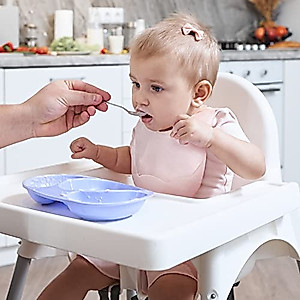 BABELIO Ultra-Thin Set of 3 Silicone Baby Bibs for Babies & Toddlers (6-72 Months), Extra Soft and Durable Silicone Bibs, BPA Free, Waterproof, Unisex (Blue/Light Yellow/Pink)