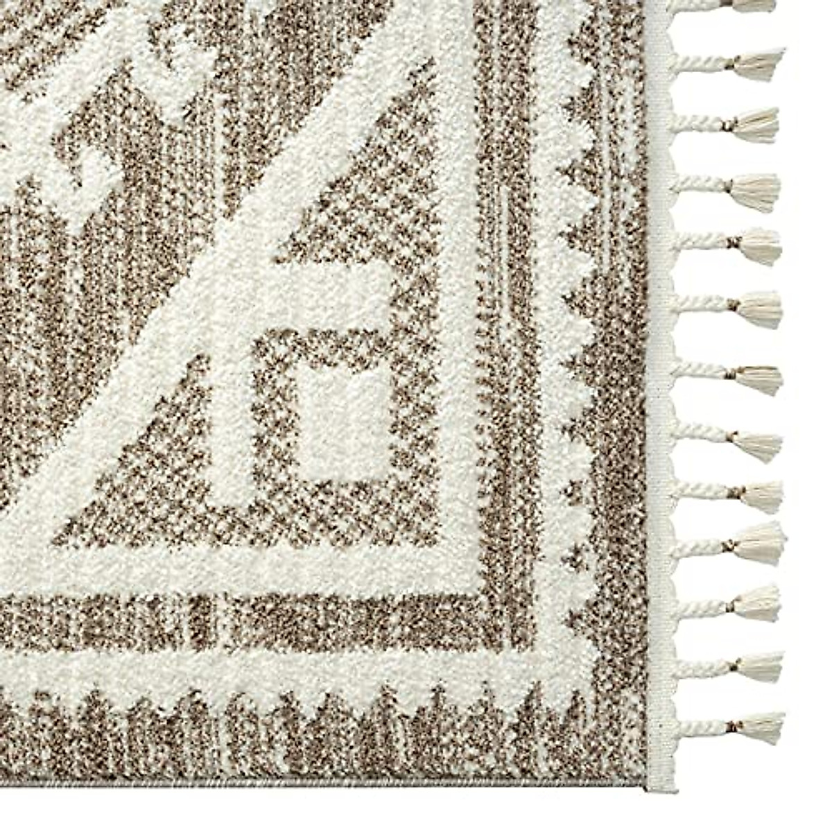 LUXE WEAVERS Ibiza Collection 8066 Brown 6x9 South Western Fringe Geometric Area Rug