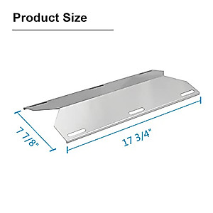 Zemibi Heat Plate Tent Shield, 17 3/4" Stainless Steel Burner Cover, Flame Tamer, BBQ Grill Replacement Parts for Jenn Air Gas Grill Models 730-0163, 720-0163, Vaporizor Bars Repair Kits, Pack of 3