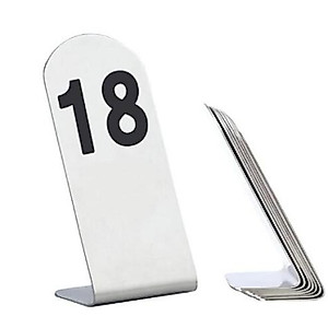 Topjia Stainless Steel Standing Tent Style Table Numbers Card 1-50 Double Side Numbered Table Tents,Stackable Storage Tent Table Numbers Table,for Wedding Party Banquets Restaurant Table Numbers