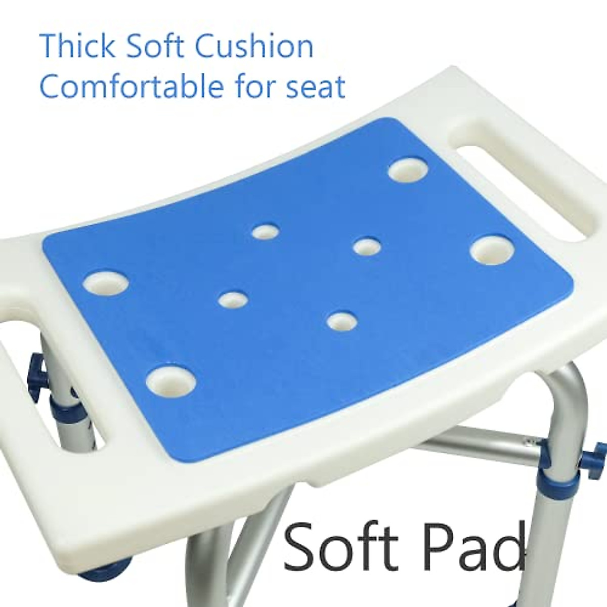 LandTale Shower Stool Heavy Duty 500Lbs, Tool-Free Assembly, Anti-Slip, Sturdy Height Adjustable Bath Chair, Narrow Bathtub Shower Saet for Elderly, Senior, Handicap & Disabled