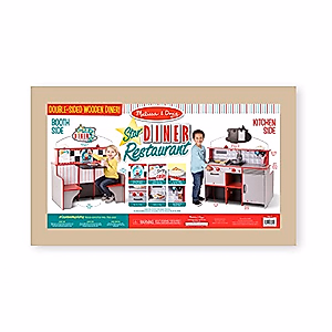 Melissa & Doug Double-Sided Wooden Star Diner Restaurant Play Space