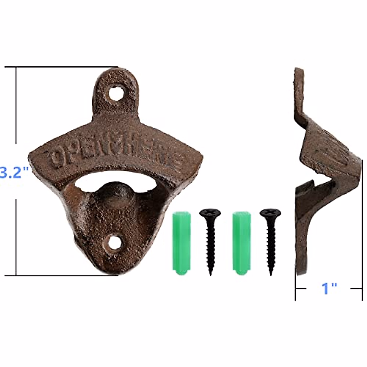 Tebery 12 Pack Cast Iron Wall Mounted Bottle Opener with Screws for Beer Cap Coke Bottle