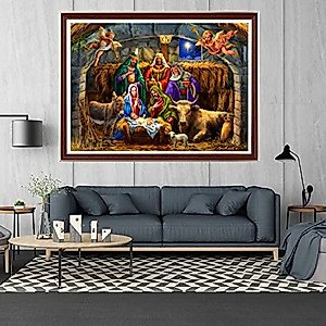 Dimxvean Cross Stitch Kits, Stamped Cross Stitch Kits for Adults Beginners,Full Range of Cross-Stitch Stamped Kits Needlecrafts Embroidery Kits 11CT-Nativity 17.7x24.4 inch