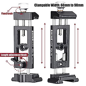 Cell Phone Tripod Mount Adpater,1/4" Socket Mount, ARCA or RRS Quick Release Phone Holder from Tripod Ballhead Clamp,Compatiable iPhone13,12,11,X,8,7,6,Plus,Mini,Se