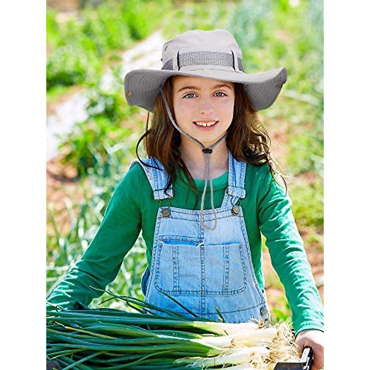 Boao 2 Pieces Sun Hats for Men Women Wide Brim Safari Bucket Hat Boonie Hat UV Protection Fishing Hiking Summer(Black, Khaki)