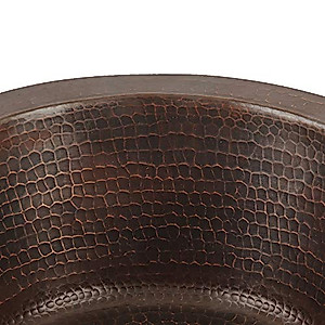 Premier Copper Products BR12DB2 12-inch Round Hammered Copper Bar Sink with 2-inch Drain Opening