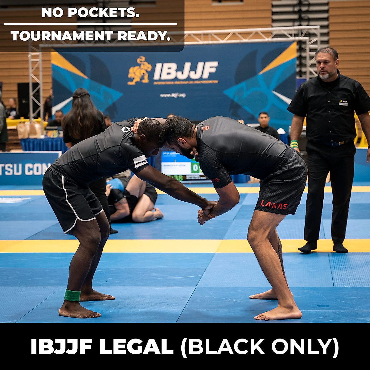 Gold BJJ Pacific Short - No-Gi Jiu Jitsu Fight Shorts (Heather Grey, Large)