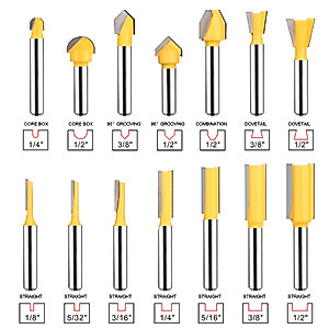 UTRUSTTO Router Bits 25 Pieces, 1/4 Inch Shank Tungsten Carbide Router Bit Set, for Professional and Beginners Carpenter