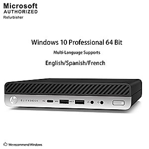 HP EliteDesk 800 G3 Mini Business Desktop PC Intel Quad-Core i5-6500T up to 3.1G,16G DDR4,256G SSD,VGA,DP Port,Windows 10 Professional 64 Bit-Multi-Language-English/Spanish (Renewed)