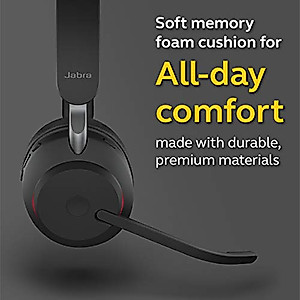 Jabra Evolve2 65 MS Wireless Headset with Link380a, Mono, Black – Wireless Bluetooth Headset for Calls and Music, 37 Hours of Battery Life, Passive Noise Cancelling Headphones