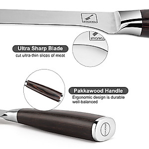 imarku Boning Knife, German High Carbon Stainless Steel Professional Grade Boning Fillet Knife, 6-Inch Professional Boning knife, Pakkawood Handle for Meat and Poultry
