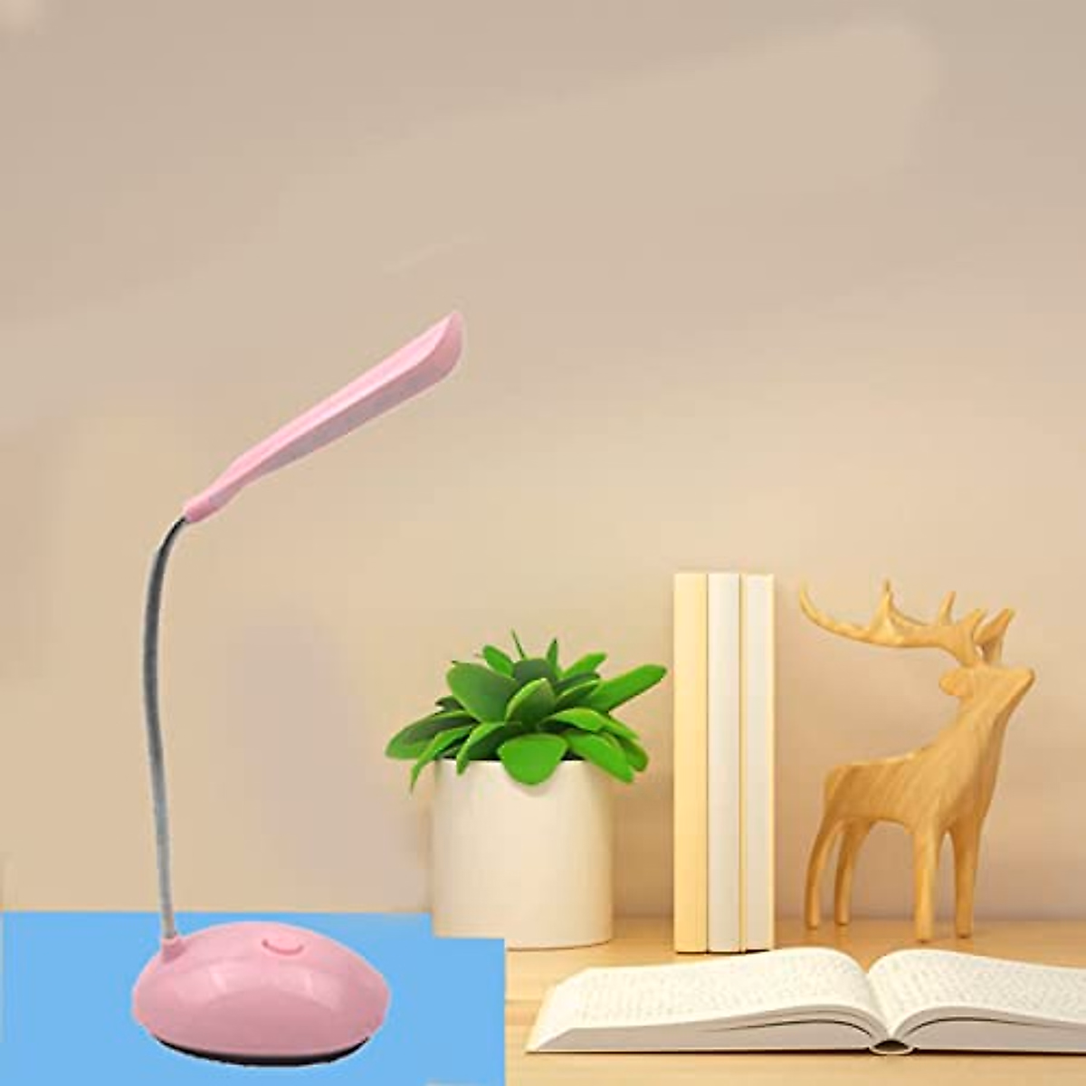 curfair LED Desk Light Plastic Adjustable Flexible Table Lamp Battery Operated Durable Pink
