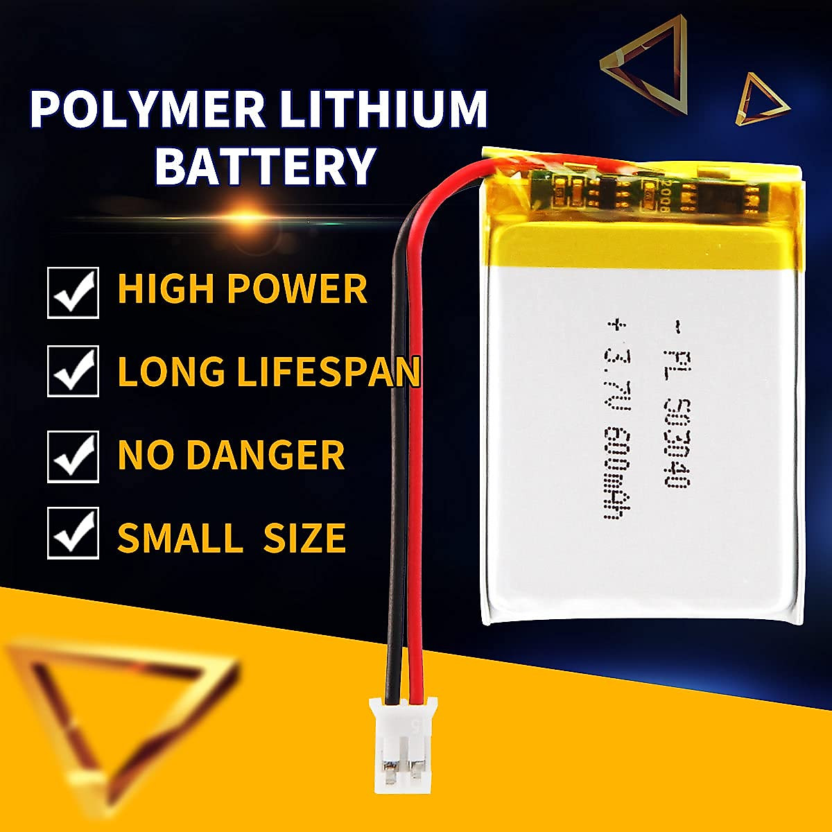 YDL 3.7V 600mAh 503040 Lipo battery Rechargeable Lithium Polymer ion Battery Pack with PH2.0mm JST Connector