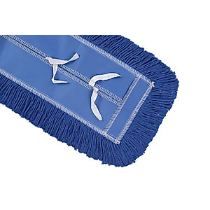 Qipeng 36"" Industrial-Grade Cotton Dust Mop Head Refills, Perfect Replacement for Busy Home, Gym, Commercial Spaces, Heavy-Duty Mop for Janitorial & Housekeeping Needs - 2 Pack (Blue)