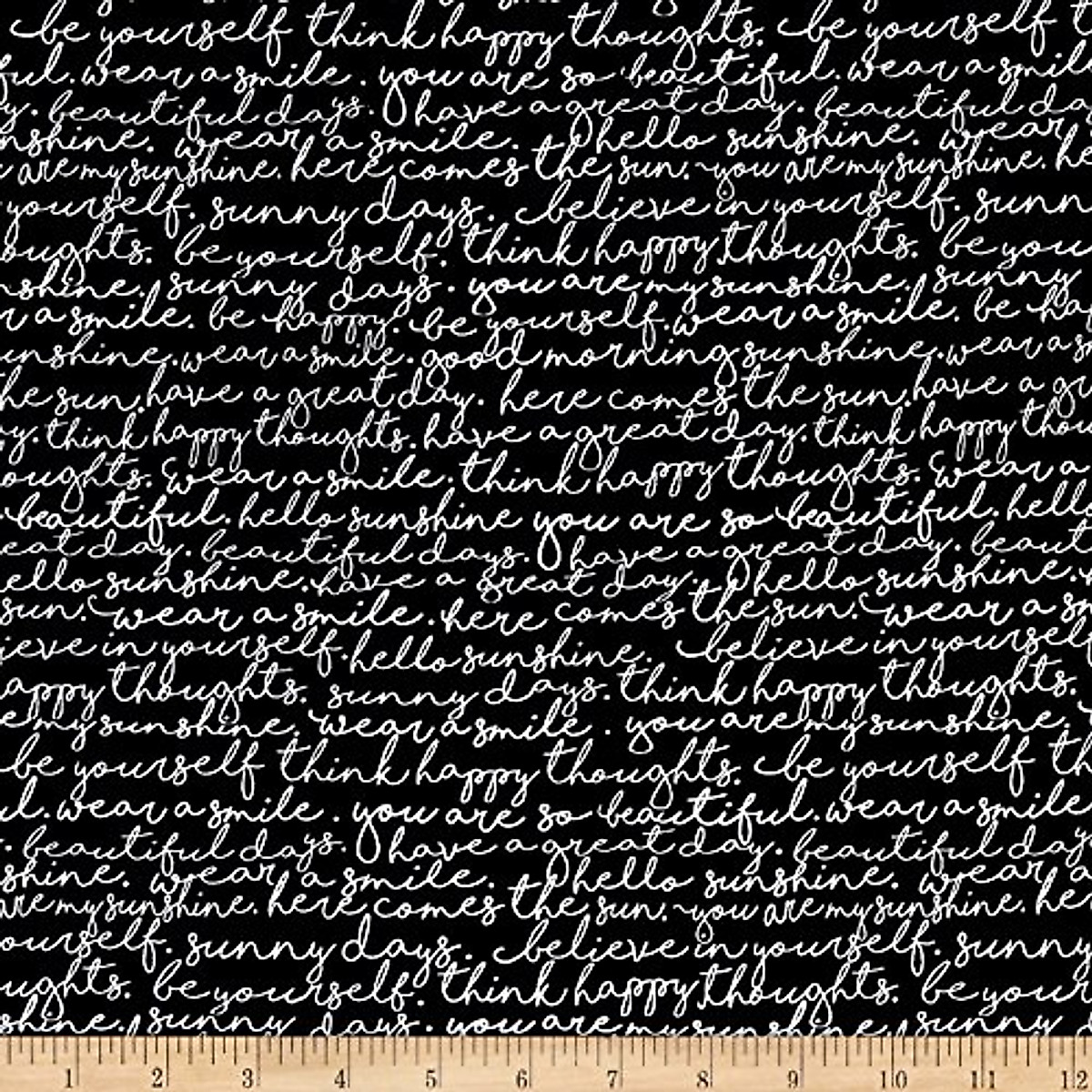 Timeless Treasures You Are My Sunshine Script Black, Fabric by the Yard
