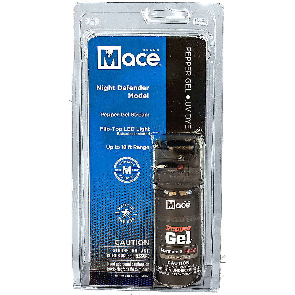 Mace Nite Defender Pepper Gel with LED Light - Lot of 2 as Shown