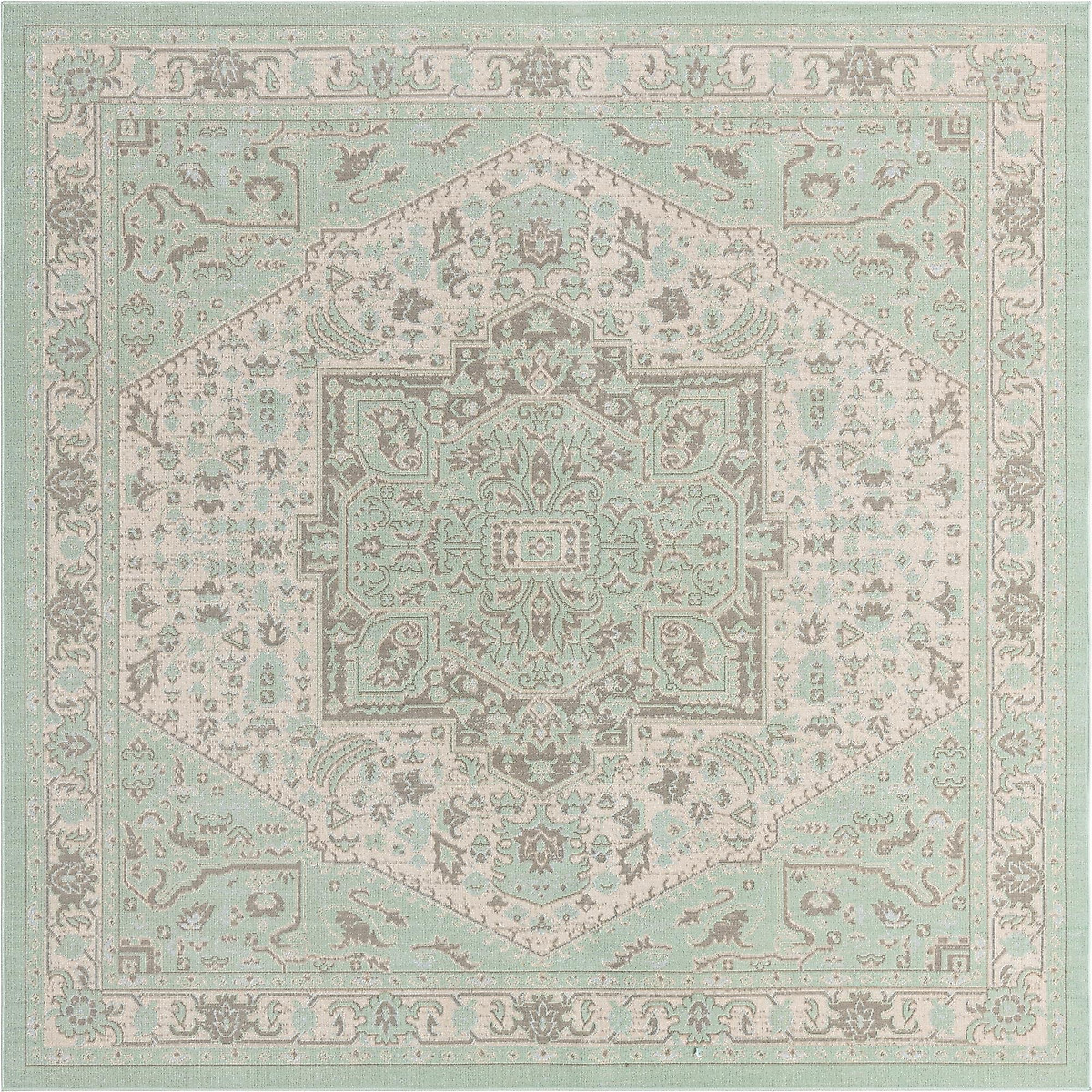 Unique Loom Whitney Collection Area Rug - Milano (7' 10" Square, Mint/ Ivory)