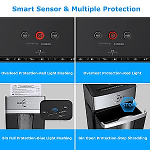 BONSEN 10-Sheet Super Quiet Micro-Cut Paper Shredder High Security Level P-5/50dB Ultra-Quiet/40-Minutes Shredding Shreds Credit Card/Staples, 5.3-Gallons Pullout Bin (S3106)