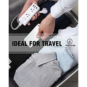 Power Strip Surge Protector - 6 Widely Outlets with 3 USB Ports (1 USB C), 3-Side Outlet Extender Strip with 5 Ft Extension Cord, Flat Plug, Wall Mount, Small Power Strip for Travel Office Dorm Home