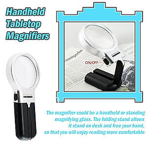 3X LED Light Hands Free Magnifying Glass with Light Stand Foldable Portable Illuminated Magnifier for Reading, Inspection, Soldering, Needlework, Repair, Hobby & Crafts