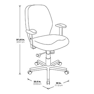 Office Star Ergonomic Mid Back Adjustable Office Desk Chair with Thick Padded Seat and Built-in Lumbar Support, Icon Navy Blue Fabric