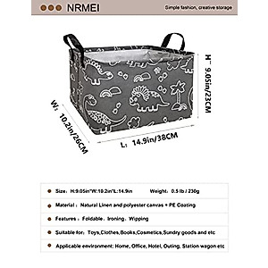 NRMEI Rectangle Storage Bin Toy Organizer Foldable Waterproof Coating Nursery Hamper for Living Room Bedroom and Clothes Toys(Rec Line Dinosaur)