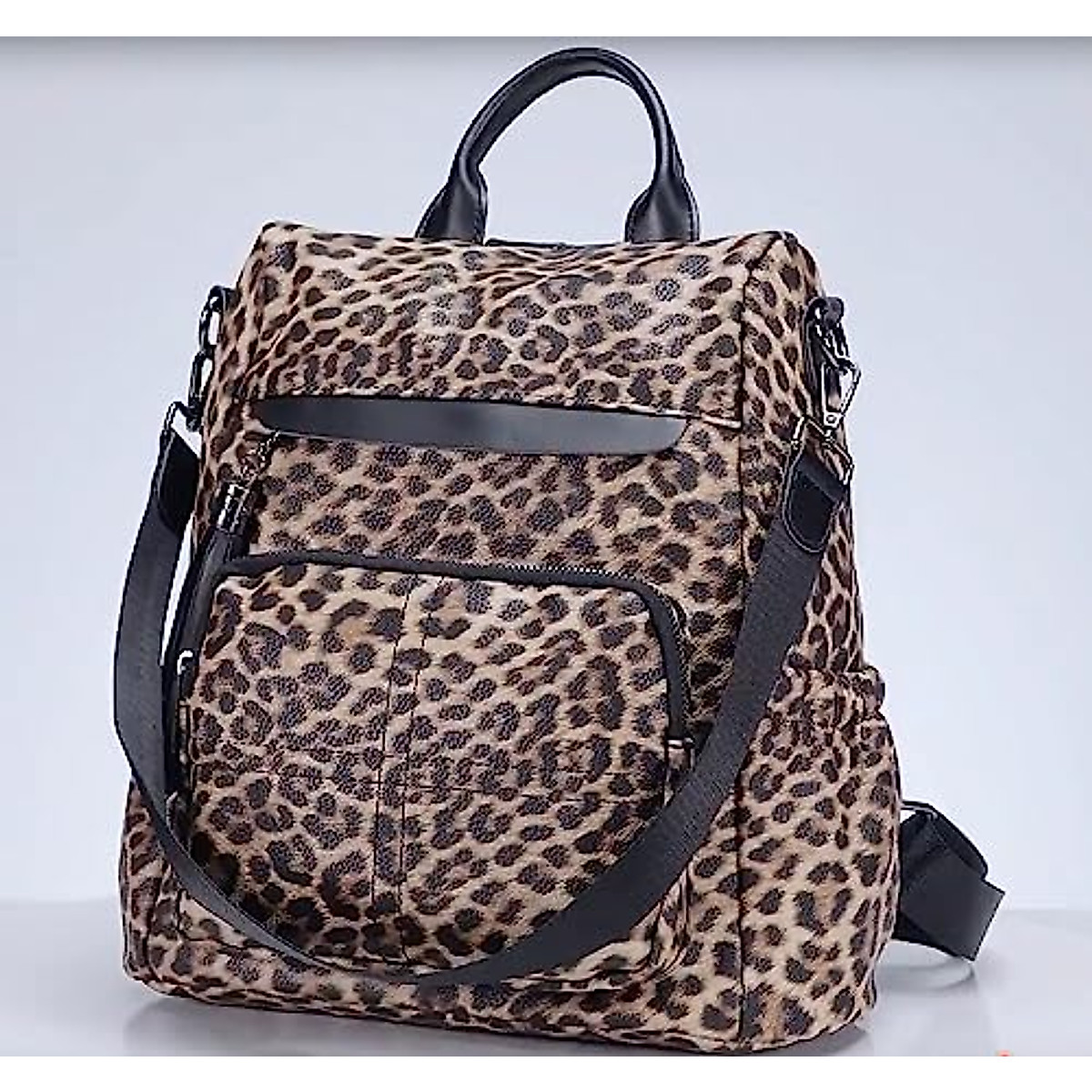 Women Backpack Purse Fashion PU Leather Casual Backpack Shoulder Bag Travel Daypack (Leopard-Brown)