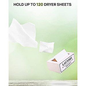 Dryer Sheet Holder Dispenser Container, Space Saving Laundry Room Organization and Storage, Farmhouse Laundry Dryer Sheets Holder for Laundry Room Decor, Fabric Softener Dispenser Laundry Containers for Organizing, White