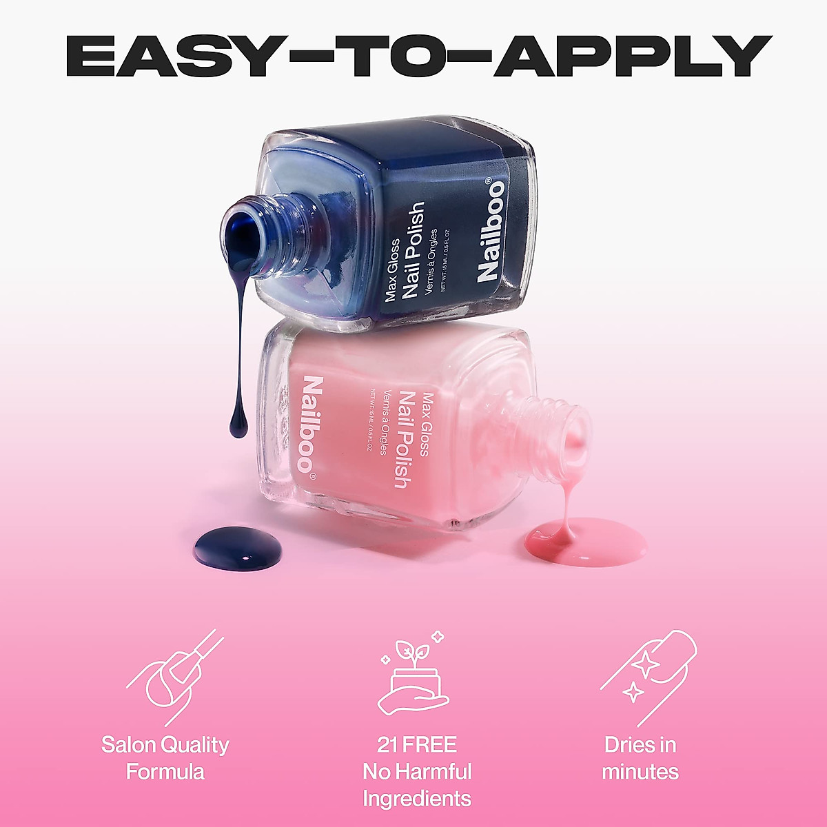 Nailboo PREMIER Max Gloss Nail Polish Top Coat, Clear, DIY Nails Salon Quality, Glossy Non-Gel Nail Polish, 0.5 oz.