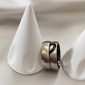 Globart Personalized Engraved Custom Name His and Her Ring Matching Heart Rings for Couples Couple Rings Set Love Women Promise Mens Women's Men (1)