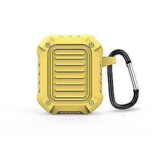 wanghe Soft Silicone Armor Protective Shock-Resistant Airpods Case Cover Compatible with Airpods 2/1 Charging Case with a Key Chain - Yellow