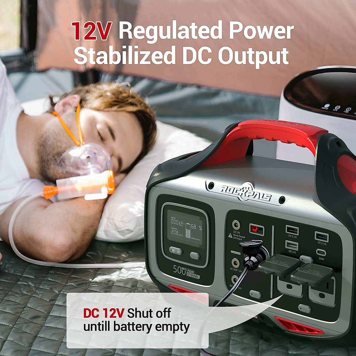 ROCKPALS 500W Solar Generator with Panels Included, 505Wh Portable Power Station with SP003 100W Foldable Solar Panel, 2 x Pure Sine Wave 110V AC Outlet for Outdoors Camping Hunting RV Trip Home Use