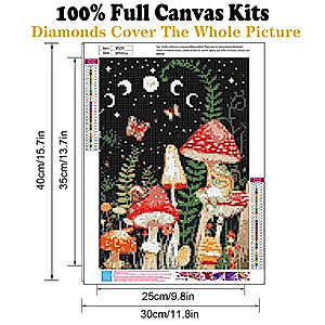 Ecdivjs Mushroom Diamond Painting Kits for Adults,Diamond Painting Mushroom Frog,Diamond Art Kits Mushroom Gem Art for Home Wall Decor Gifts(12x16 inch)