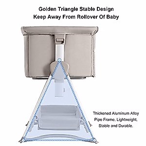 SteAnny Baby Beside Sleeper Rocking Cribs Luxury Newborn Sleeping Bassinet Portable Travel Infant Bed for 0-6M Cradle (Khaki)