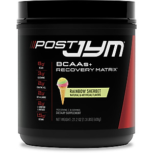 Post JYM Active Matrix - Post-Workout with BCAA's, Glutamine, Creatine HCL, Beta-Alanine, and More | JYM Supplement Science | Rainbow Sherbert Flavor, 30 Servings, 21.2 oz.