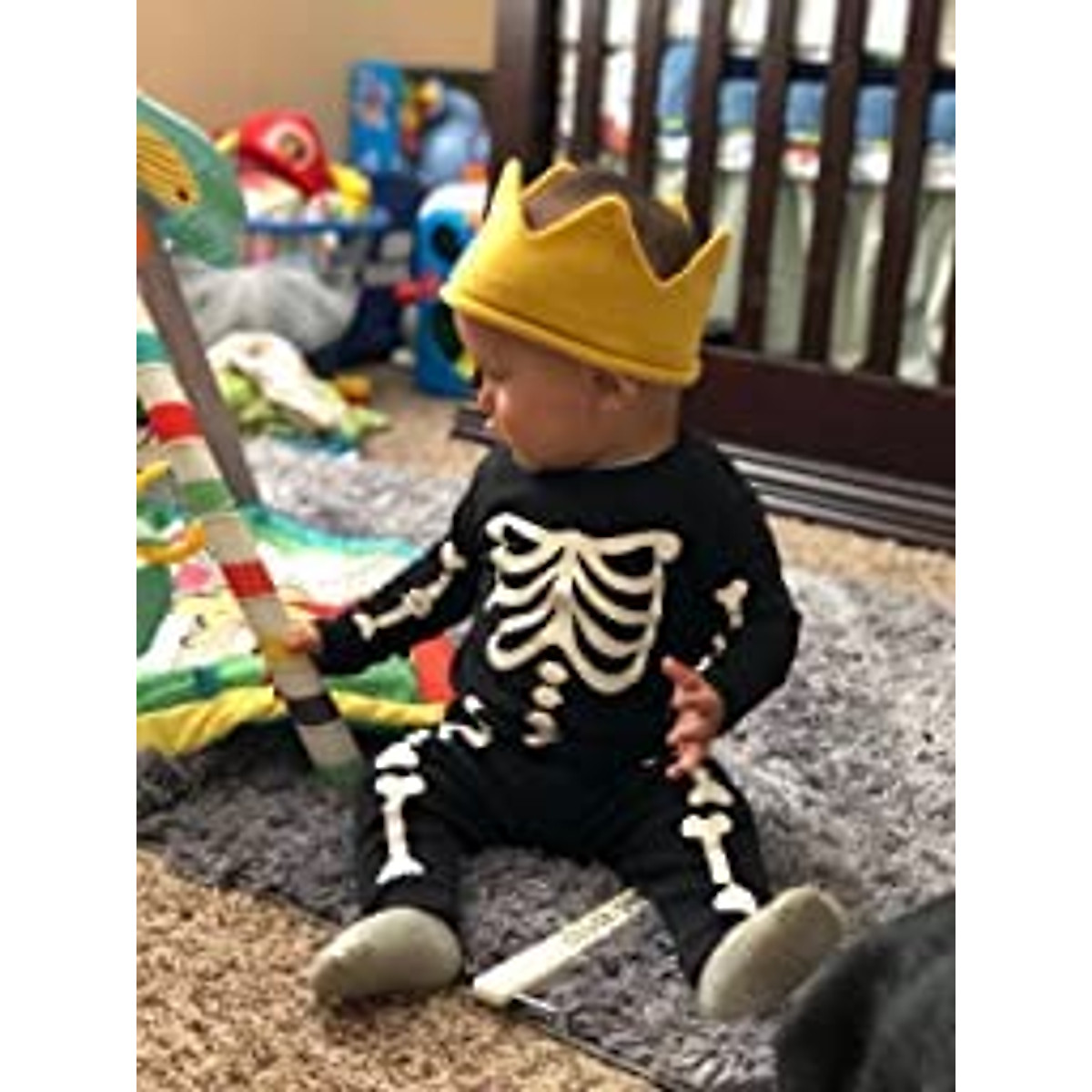 LDDCX Baby Birthday Party Crown Headband Hat, Knitted Hat Warm Beanie Cap.(LDZ28) (Yellow)