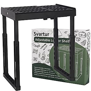 Locker Shelf for School Locker Adjustable Height and Width, Locker Organizer Shelf Stackable Locker Tools for Gym Lockers, Office, Back to School Essentials, Black