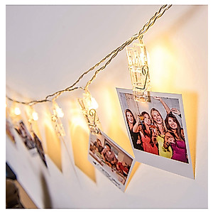 Ohbingo 30 Led Outdoor Christmas Lights Photo Clips String Lights USB Operated Fairy Lights Patio lights for Xmas, Bedroom, Indoor, Party, College Dorm Room, Ideal Gift 12ft Warm White