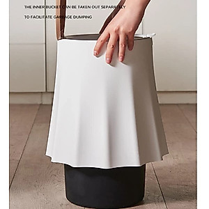 MFCHY Wood Grain Wood Dustbin Round Desktop Press Cover Trash Can Living Room Toilet Kitchen Garbage Rubbish Bin