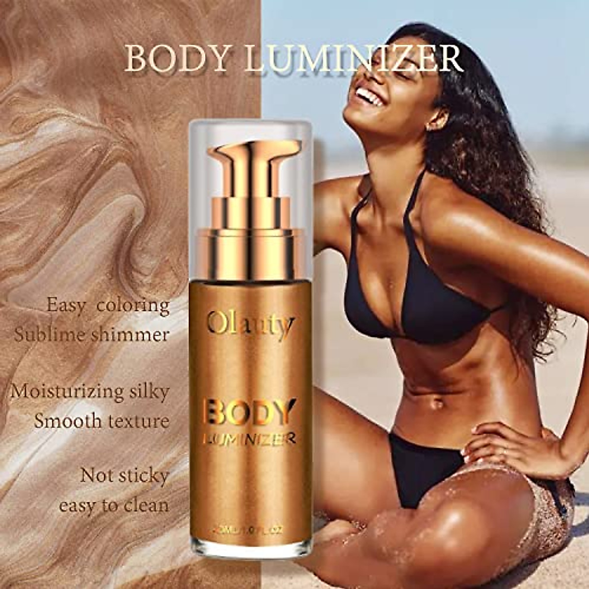 Liquid Body Luminizer, Bronze Highlighter All In One Makeup Illuminator, Smooth Shimmer Body Oil Glow Waterproof For Face & Body, Long Lasting Moisturizing (#03 Glistening Bronze)