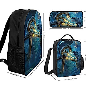 Pecxarnt Backpack Lunch Bag Set with Pencil Case Lightweight Laptop Backpacks Bookbag Cartoon Shoulder Bag Casual Daypack