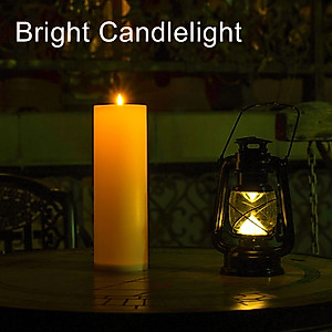 Large Flameless LED Candles Outdoor: 12" x 4" Battery Operated Pillar Candles Flickering with Timer Waterproof Fake Electric Candles with Remote for Patio Porch Lanterns (White Set of 2)