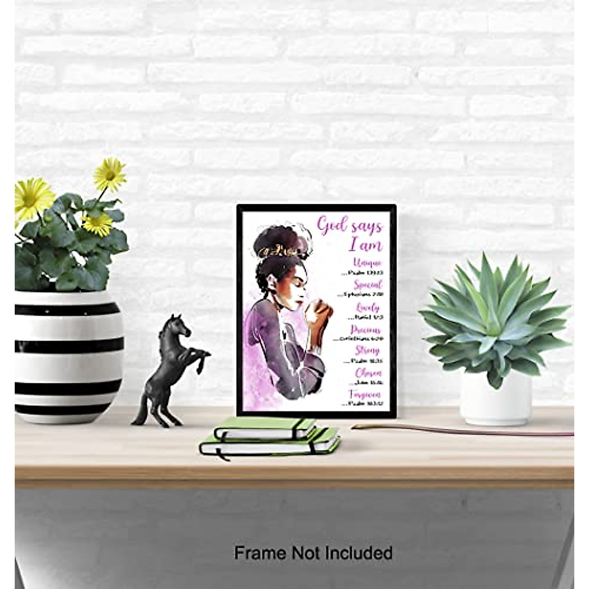 Inspirational African American Women Bible Verse Wall Art - Motivational Decor Poster for Black Girls, Teens Bedroom, Living Room, Dorm Apartment - Religious Christian Scripture Encouragement Gifts