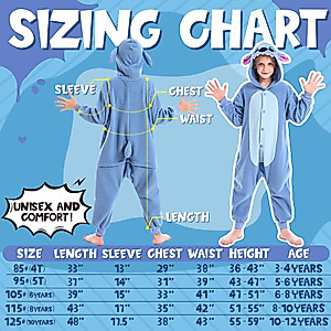 CANASOUR Kids Christmas Halloween Costumes Anime Cosplay Animal One Piece Onesie Pajamas 10-12 Years Girls Boys (10-12 Years, Blue)
