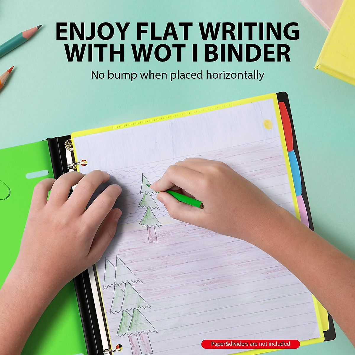 WOT I Telescoping 3 Ring Binder 4PCS, Flexible 3 Ring Binder with Expandable Spine+Customized Front Cover+Clear Catalog Pocket, 0.75 Inch Binder Holds 160 Sheets, 4 Bright Colors