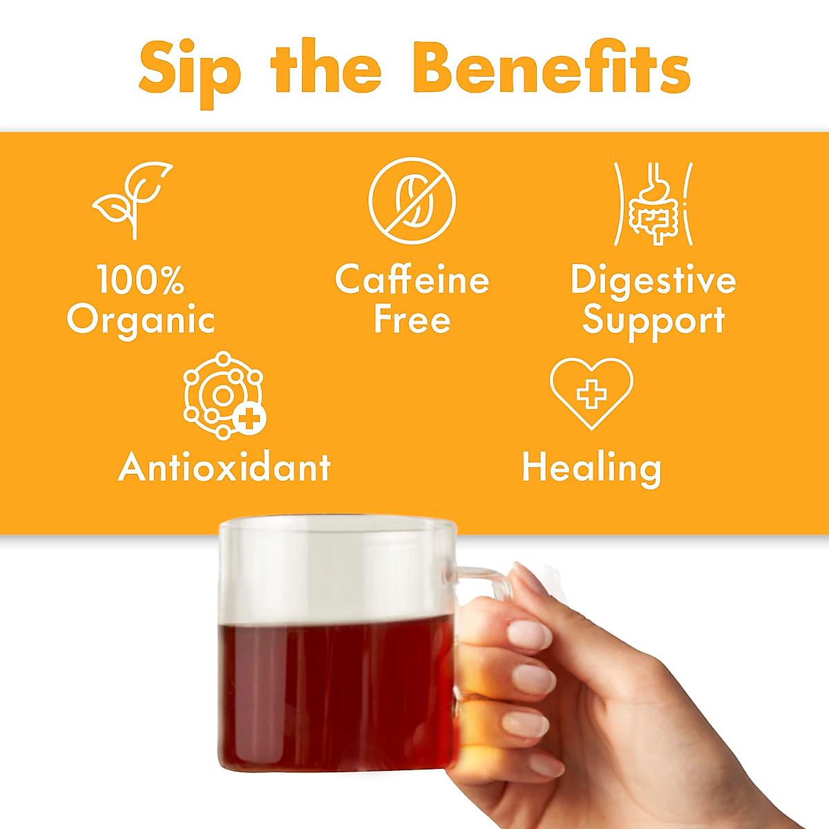 Big Heart Tea Co. Ginger Turmeric Tea, Certified Organic Tea Bags (10 Count) Herbal Caffeine Free Blend with Adaptogenic Tulsi, Peppercorn, Cinnamon - Cup of Sunshine