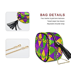 ODAWA Mardi Gras Mask Crossbody Bag Purses Shoulder Bag Soft PU Leather Small Wallet Chain Strap Bag for Women