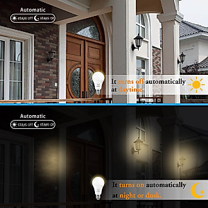 ProPOW Dusk to Dawn Light Bulb, Sensor LED Bulbs Smart Lights Bulb 5W A19 Automatic On/Off, Indoor/Outdoor Lighting Lamp for Porch Garage Driveway Yard Hallway(E26,Soft White,2-Pack)