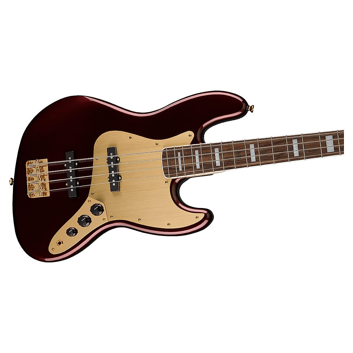 Squier 40th Anniversary Jazz Bass Gold Edition, Ruby Red Metallic, Laurel Fingerboard